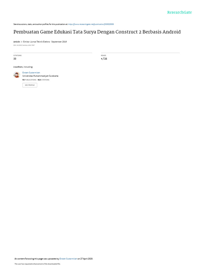 Pembuatan Game Edukasi Tata Surya Dengan Construct | PDF