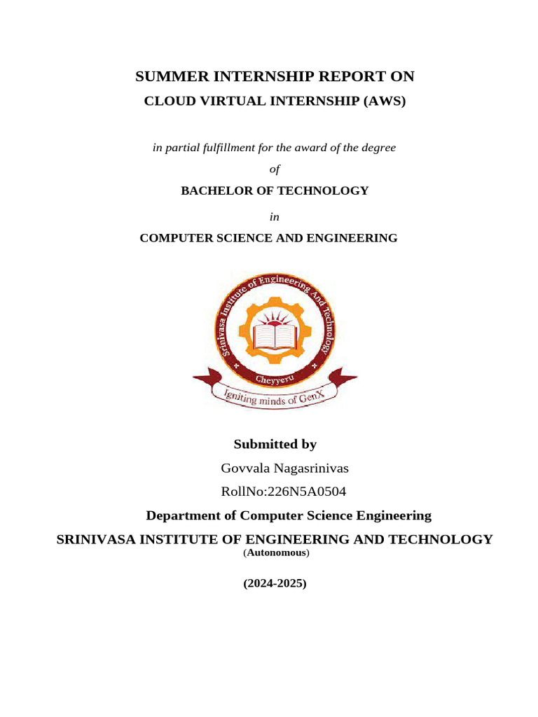 SUMMER INTERNSHIP | PDF | Amazon Web Services | Cloud Computing