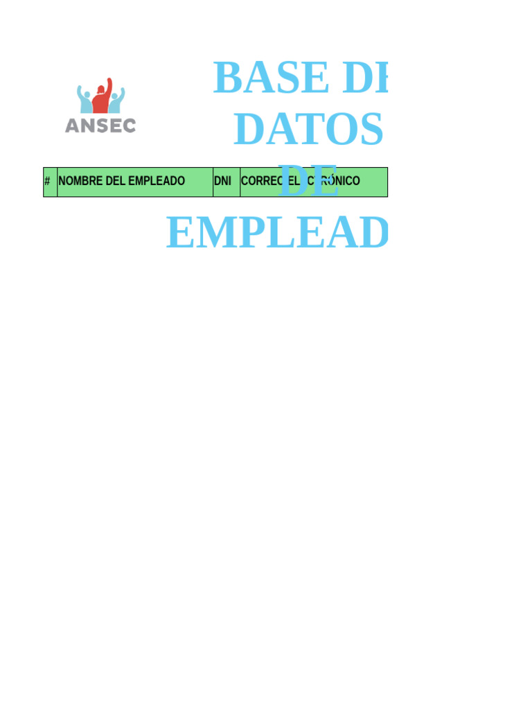 Formato - Base de Datos Empleados para Evaluación Del Desempeño | PDF
