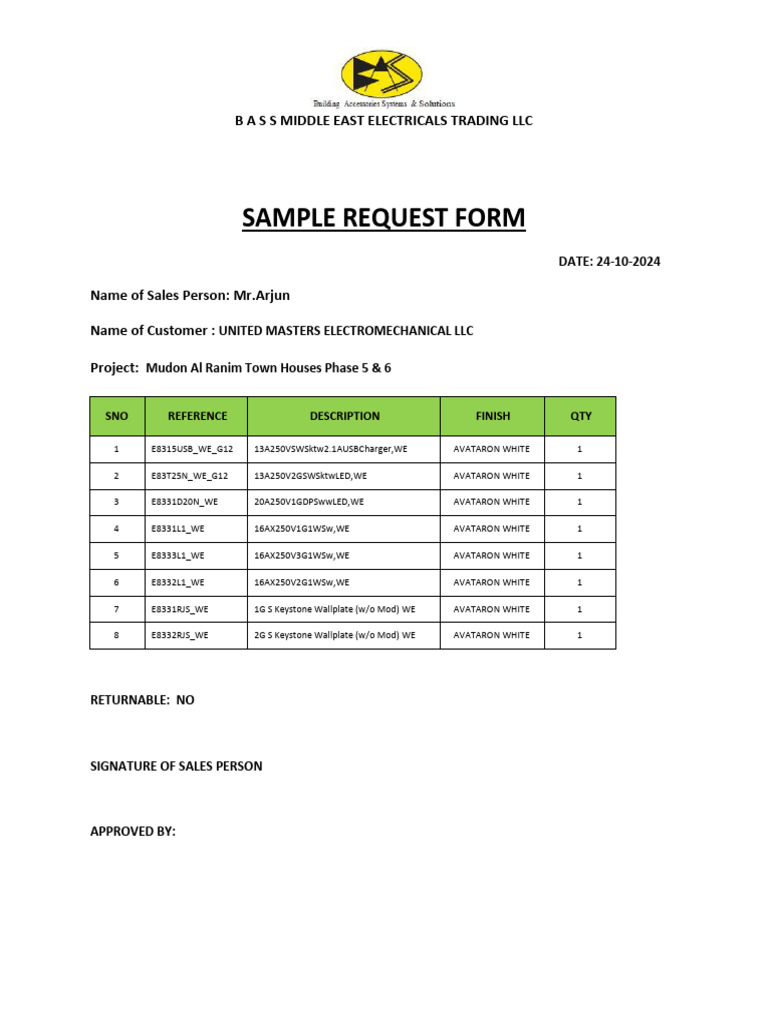 Sample Request Form-ARJUN | PDF