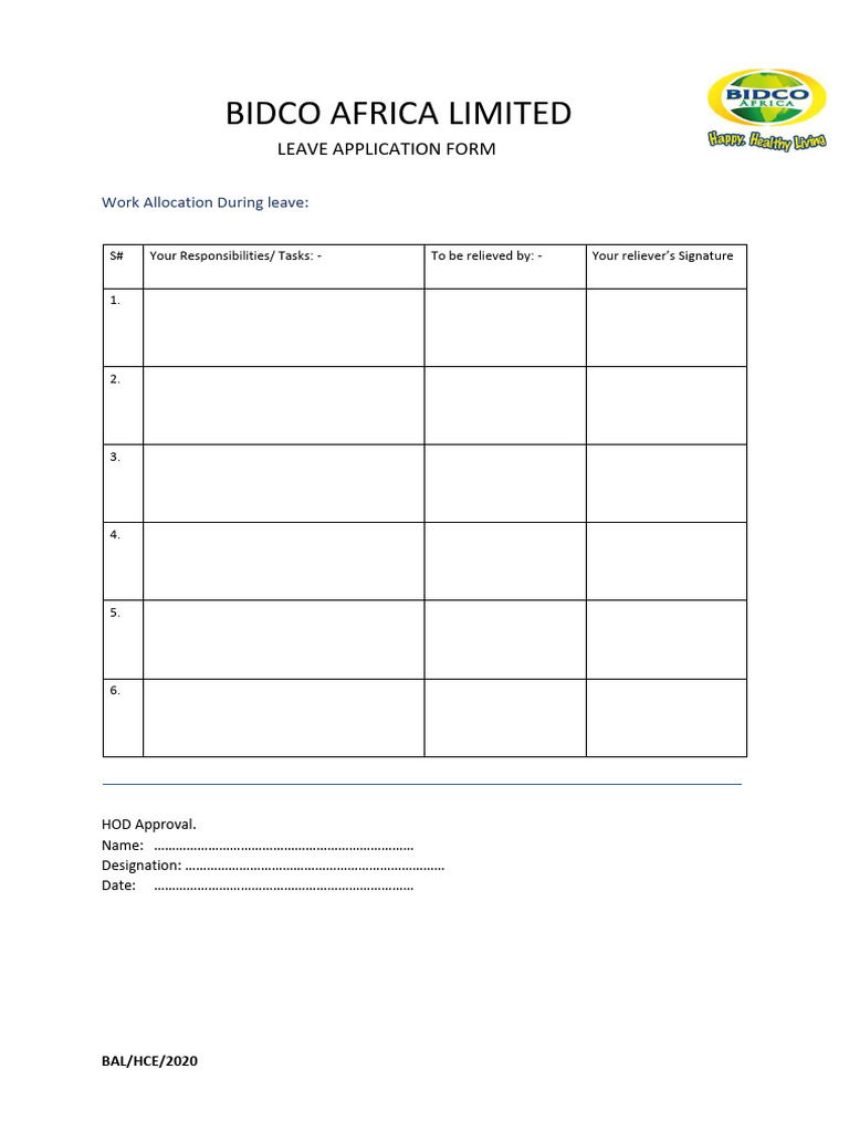 HCE Leave Form 20202 (1) - 2 | PDF