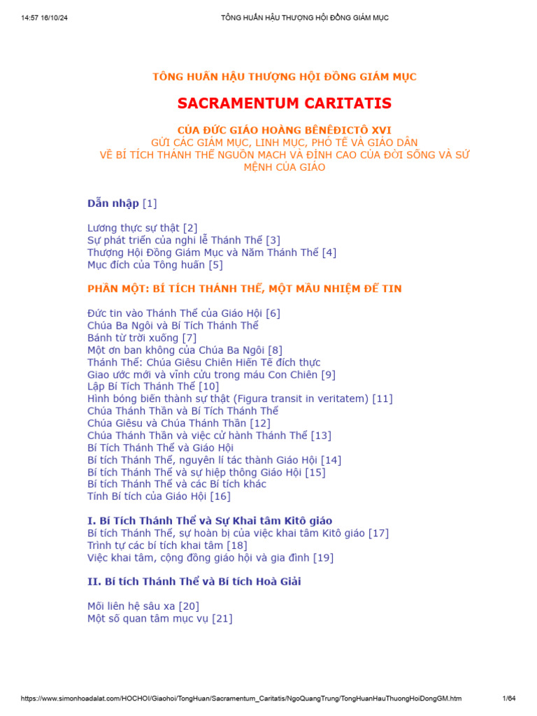 Sacramentum Caritatis | PDF
