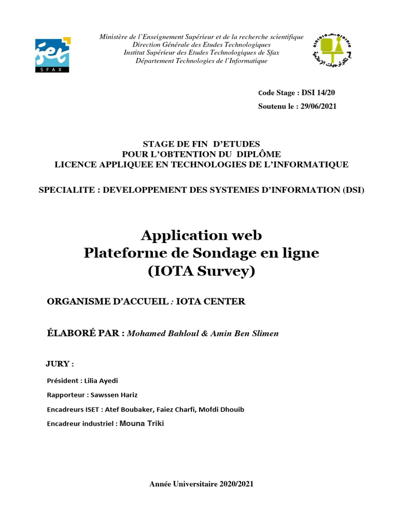 Rapport de Stage Dsi Iset Sfax | PDF | Scrum (développement) | Génie logiciel