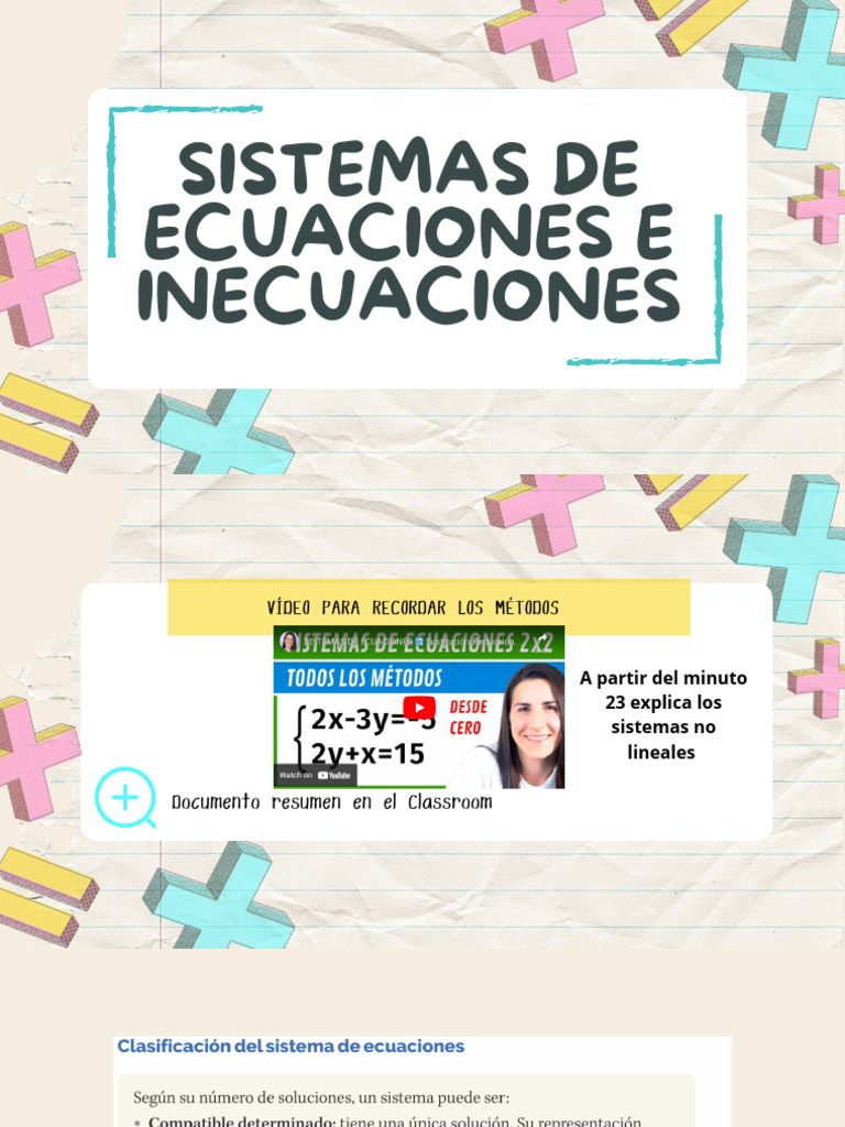 Sistemas de Ecuaciones e Inecuaciones. Problemas | PDF | Ecuaciones | Matemáticas