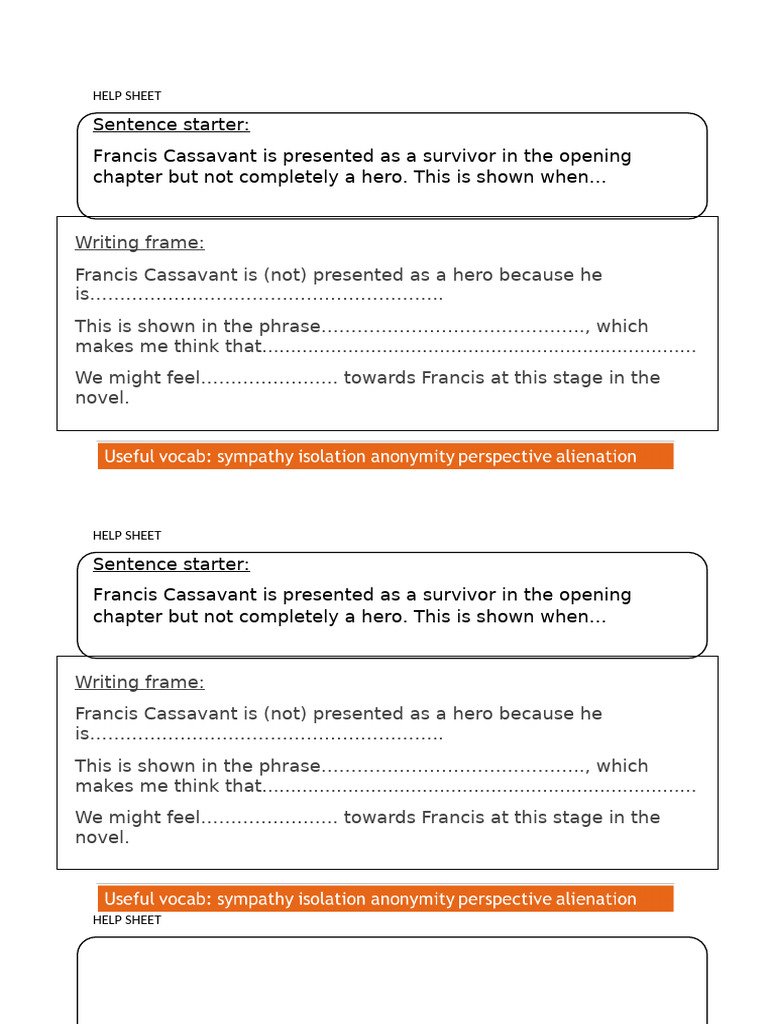 Heroes Lesson 3 writing help sheet | PDF
