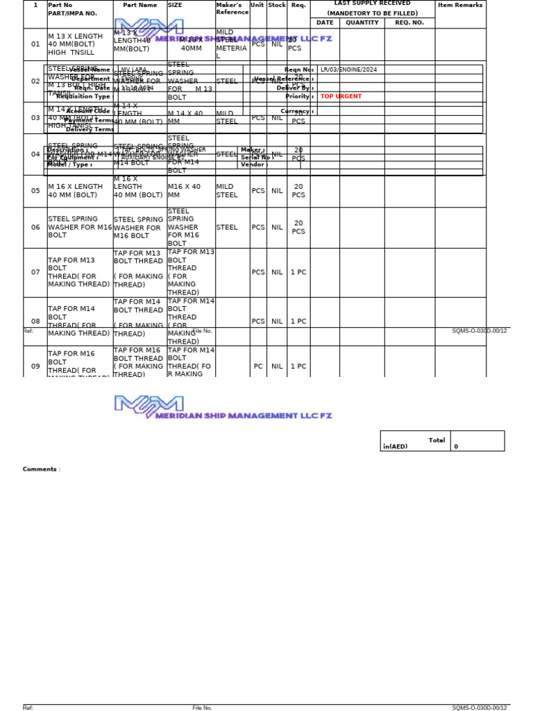 Aux Eng Req Eng 003.2004 | PDF | Screw
