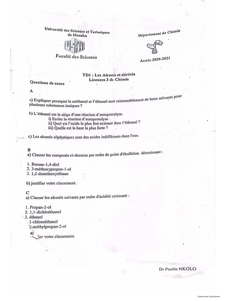 TD1 Alcools Et Dérivés L3C 2020-21 | PDF