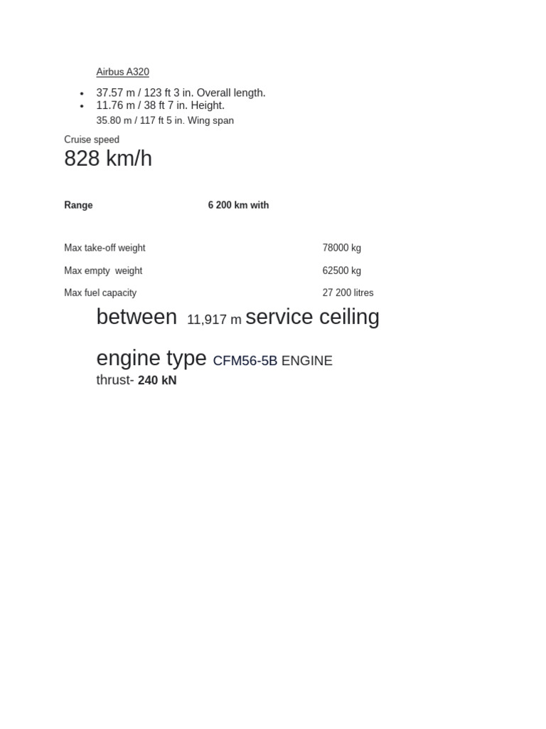 Airbus A320 Specifications Guide | PDF