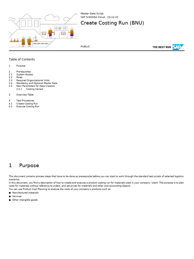 BNU_S4CLD2302_Master_Data_Create Costing Run | PDF | Computing ...