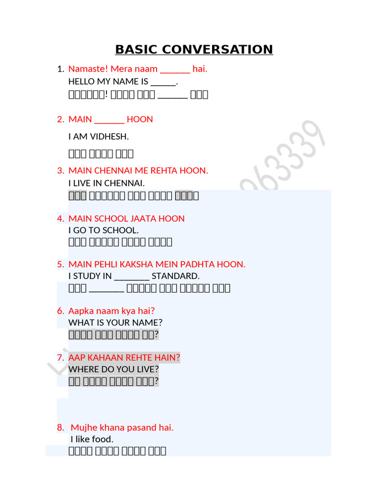 Basic Conversation | PDF