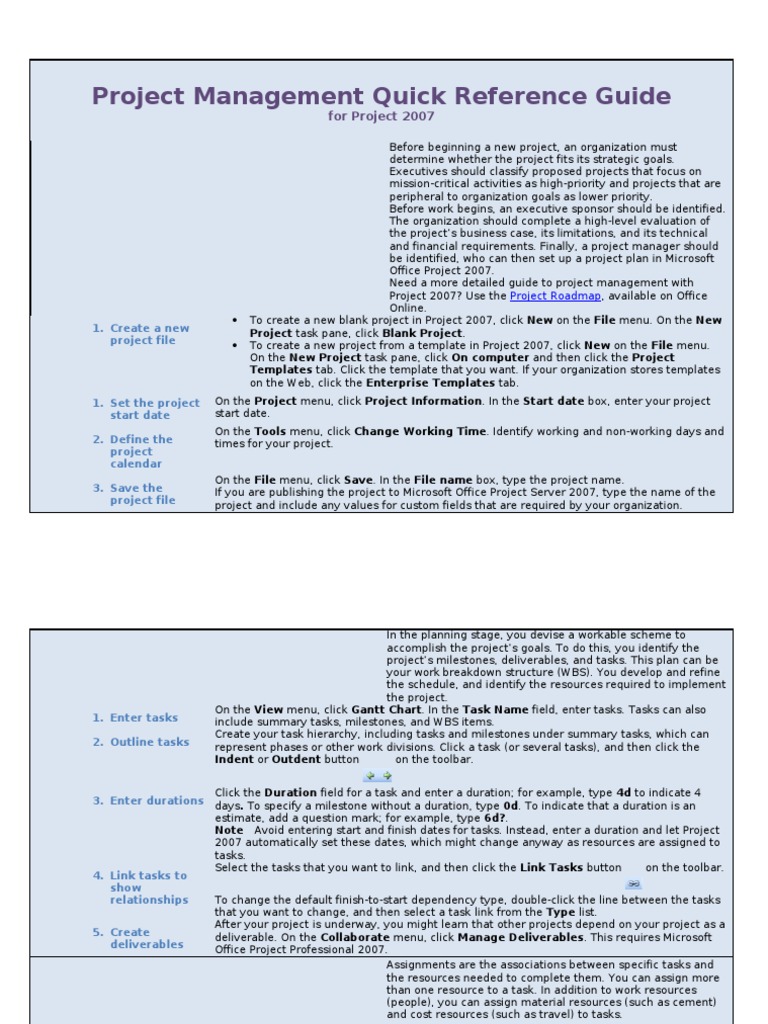 Project Management Quick Reference Guid1 | PDF