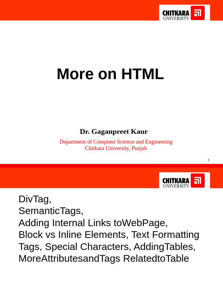 More on HTML (1) | PDF | Html Element | Hyperlink