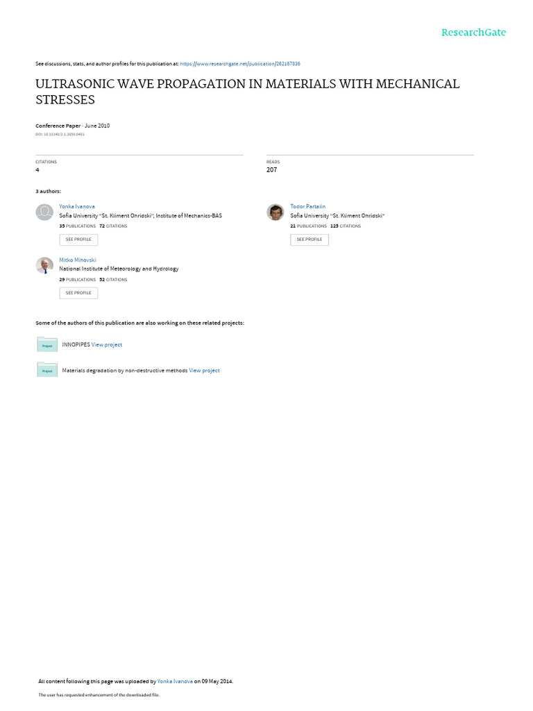 Ultrasonic Wave Propagation in Materials With Mechanical Stresses | PDF | Waves | Spectral Density