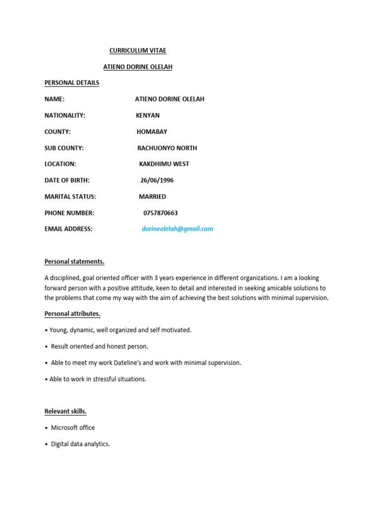 Curriculum Vita Wps Office 1 | PDF | Cognition