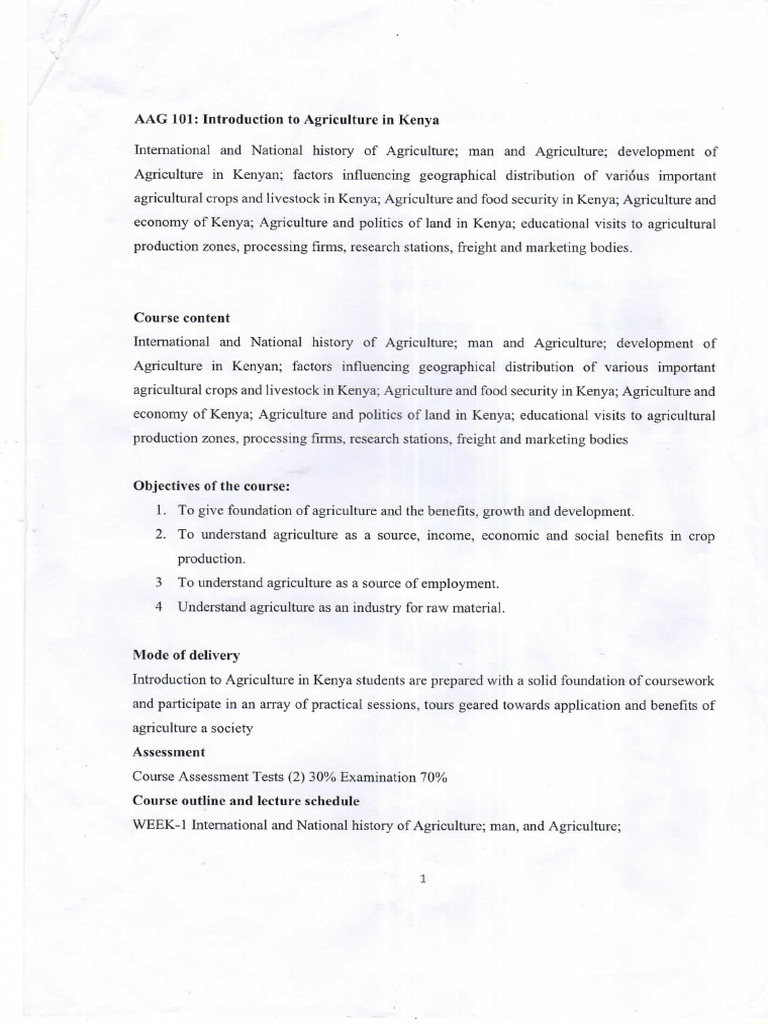 AAG 101 Introduction To Agriculture in Kenya254-1 | PDF