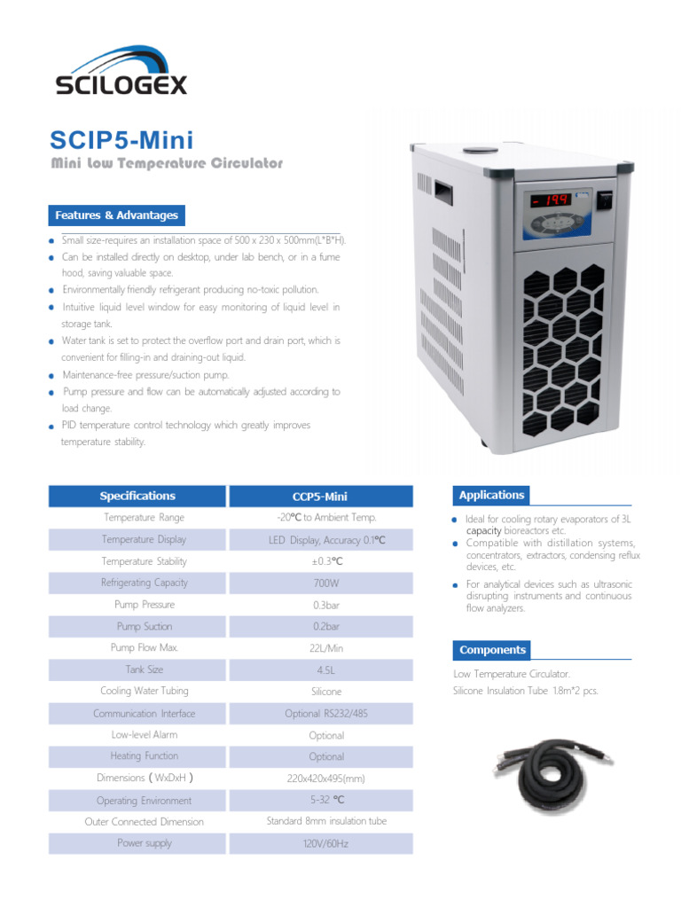 SCIP5-Mini Recirculating Chiller Brochure | PDF | Pump | Manufactured Goods