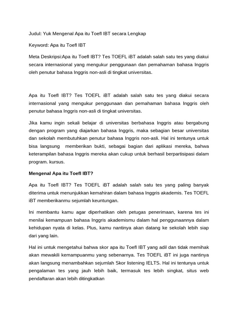 103.apa Itu Toefl IBT | PDF