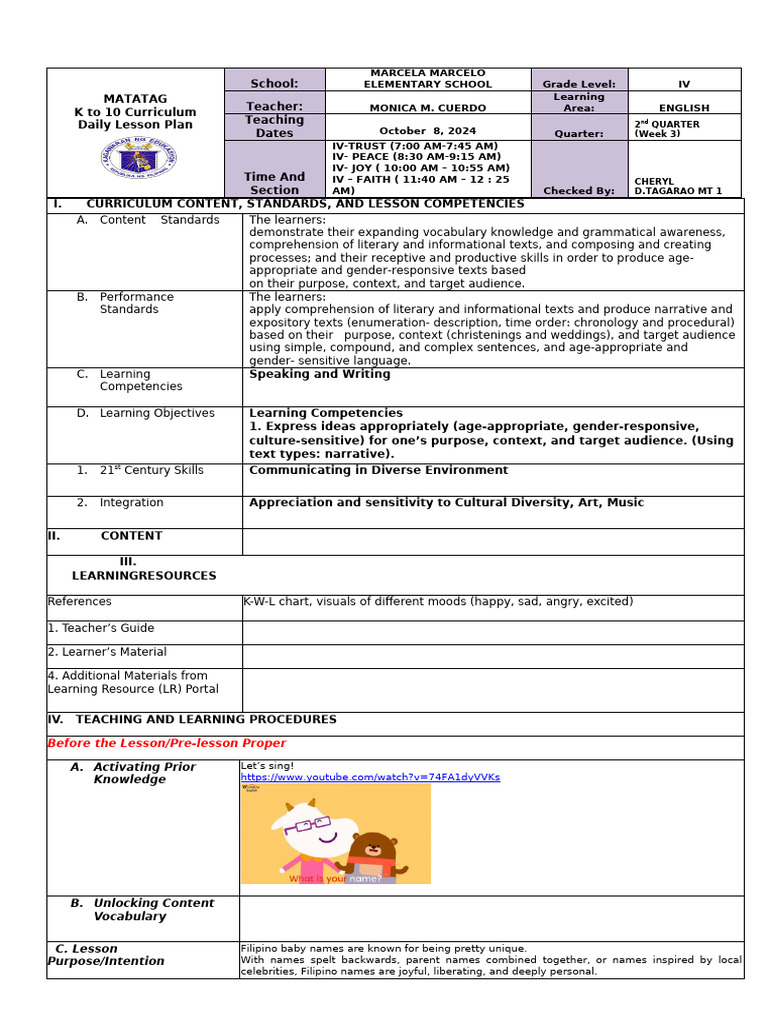 Quarter 2 English Week 3 Day 2 | PDF | Learning | Reading Comprehension