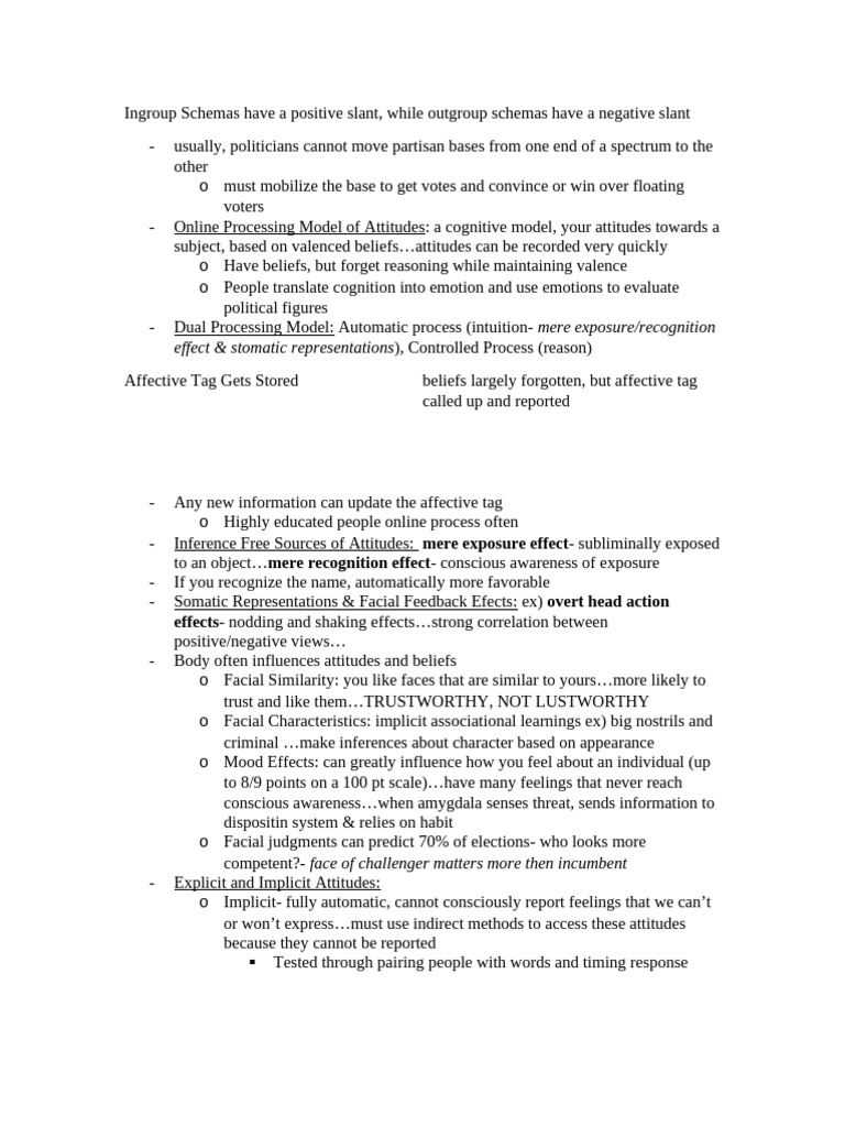 Ingroup vs. Outgroup Schemas in Politics | PDF | Attitude (Psychology ...