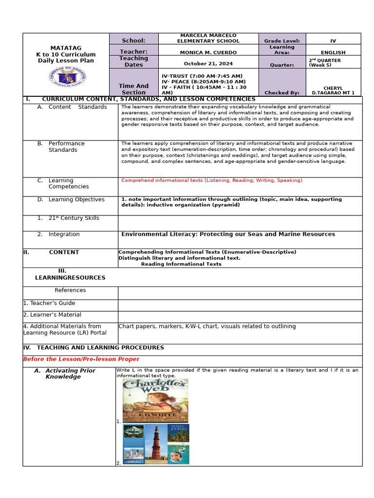 Quarter 2 English Week 5 Day 1 | PDF | Reading Comprehension | Learning