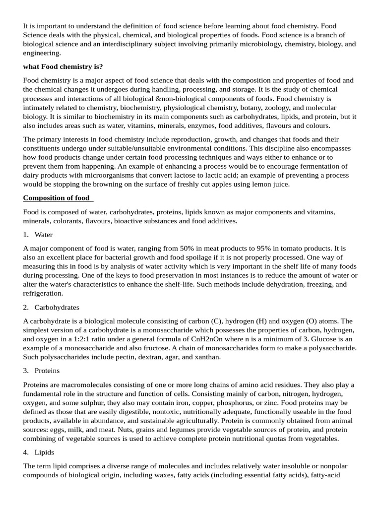Introduction To Food Chemistry | PDF | Chemical Polarity | Chemical Bond