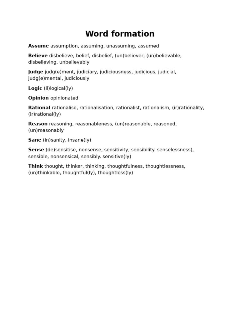 Word Formation | PDF