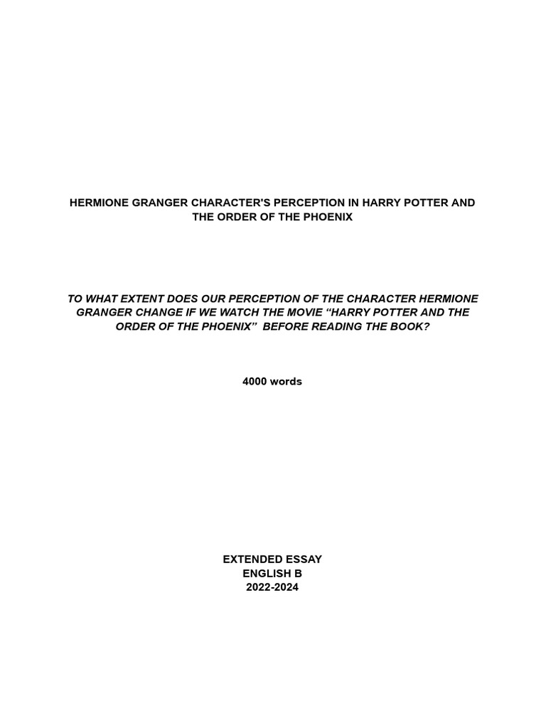 Extended Essay Inglés | PDF | Harry Potter | Contemporary Fantasy Novels