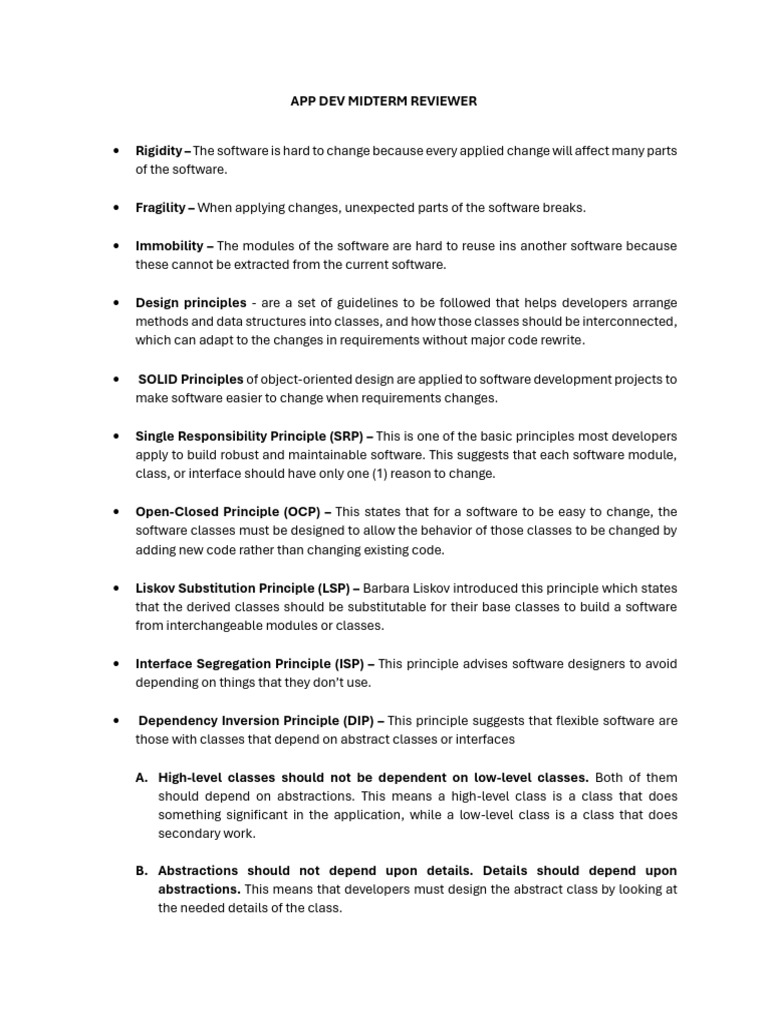 App Dev Midterm Reviewer | PDF | Class (Computer Programming) | Object ...