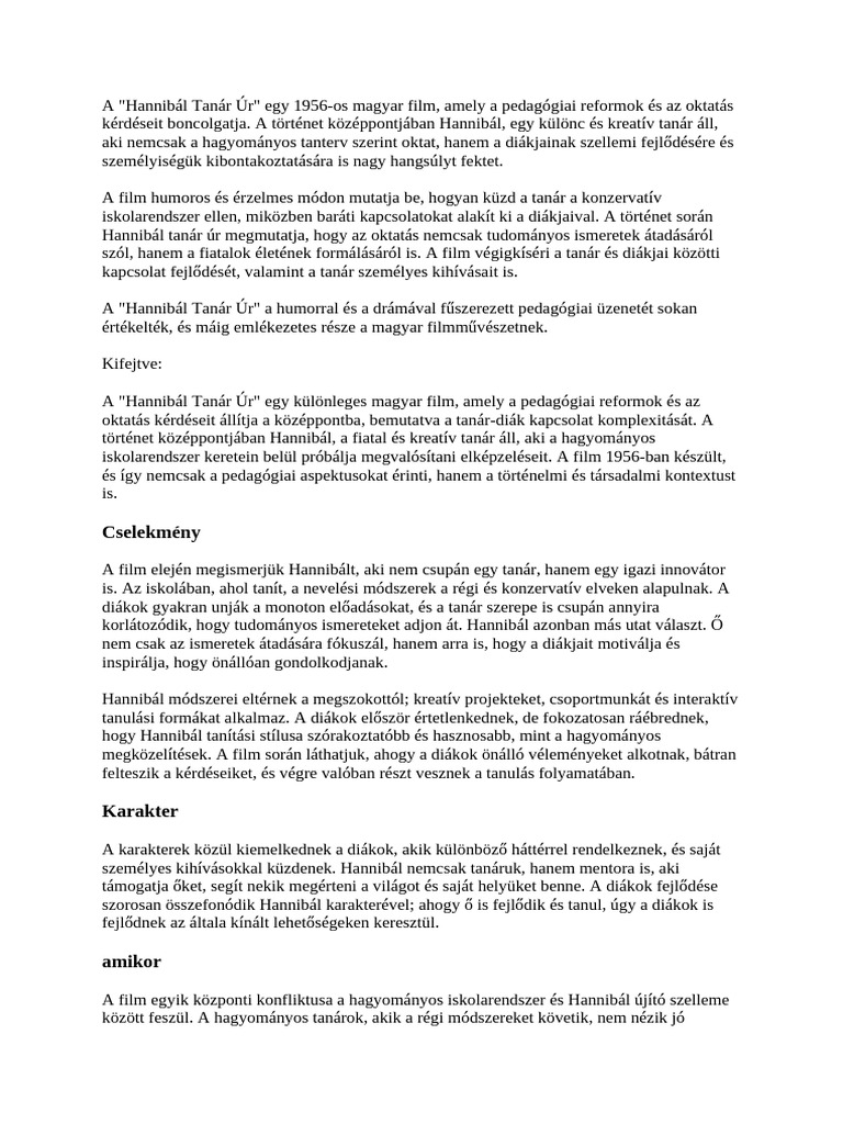 A Hannibal Tanar Ur Tortenete | PDF