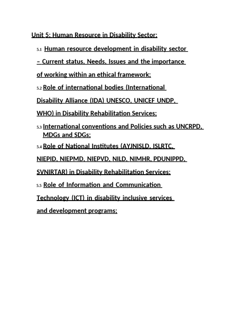 Unit 5 Human Resource in Disability Sector | PDF | Millennium ...