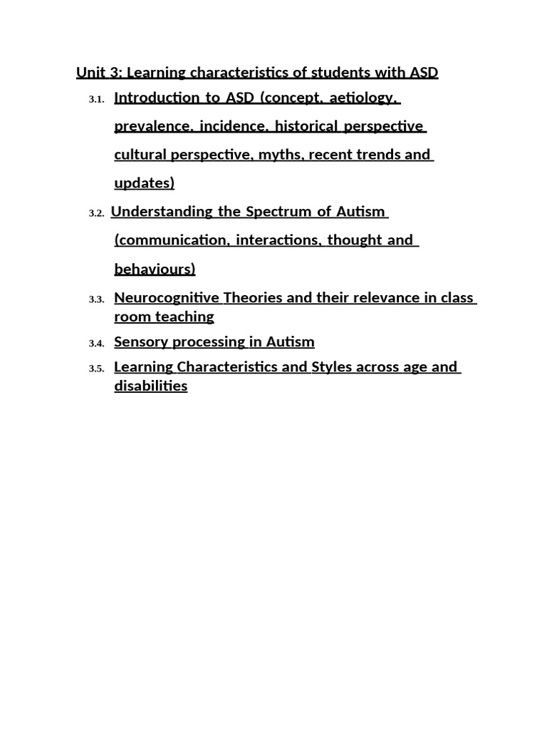 Unit 3 Learning characteristics of students with ASD | PDF | Pervasive ...