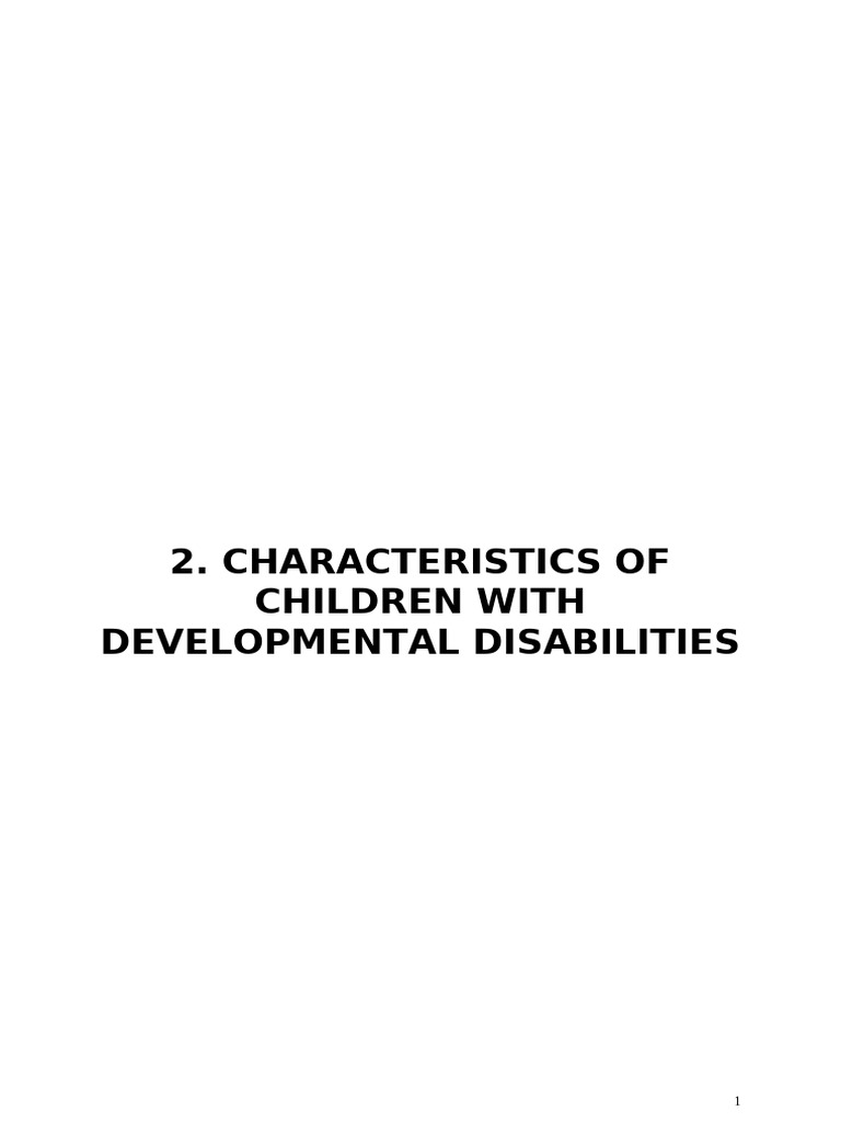 Unit 1 Concept of Developmental Disabilities | PDF | Intellectual ...