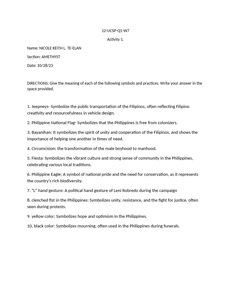UCSP_WEEK6 | PDF | Philippines | Symbols