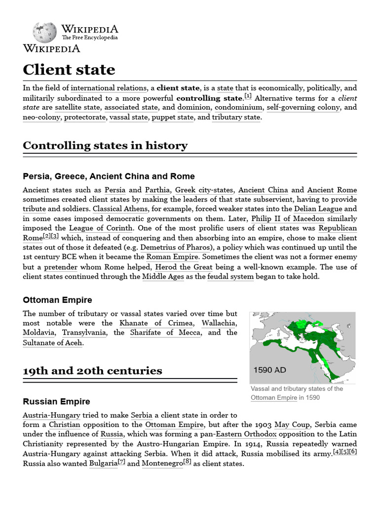 Client State - Wikipedia | PDF | International Relations | Political ...
