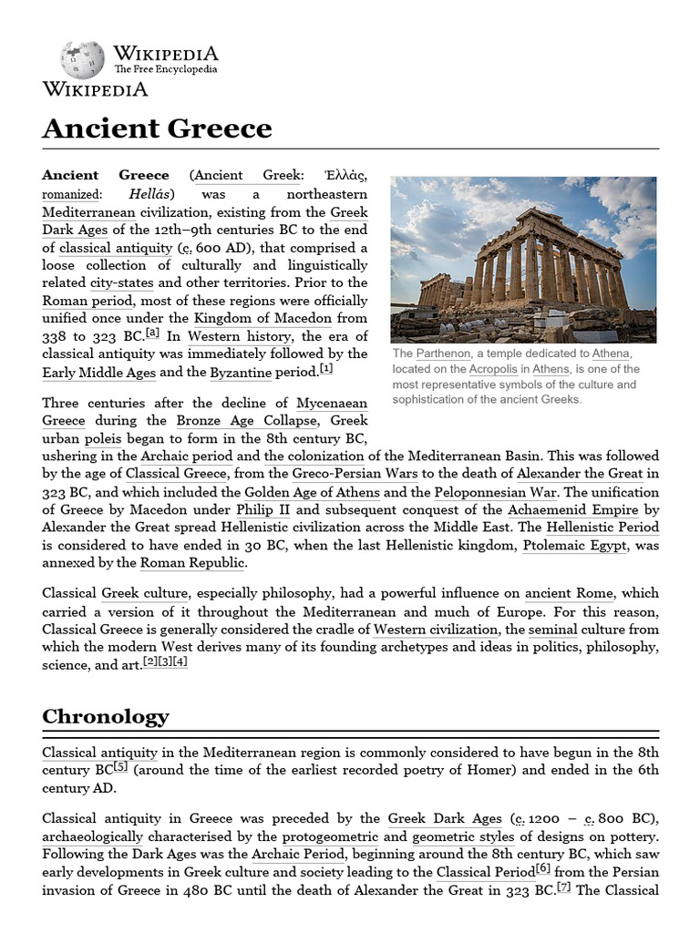 Ancient Greece - Wikipedia | PDF | Ancient Greece | Peloponnesian War