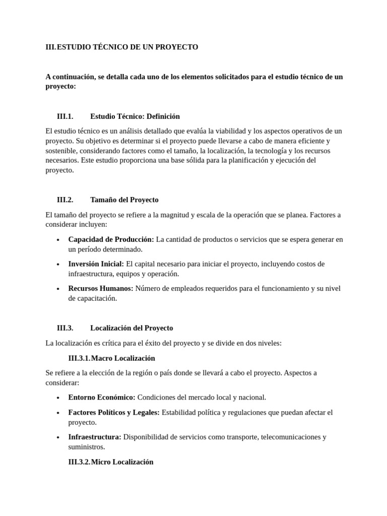 Estudio Técnico de Un Proyecto | PDF | Economias | Business