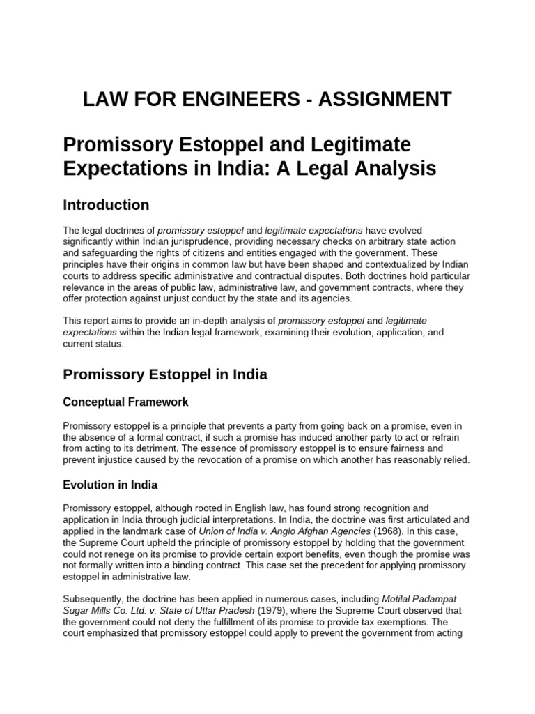 Law For Engineers - Assignment | PDF | Estoppel | Political Law