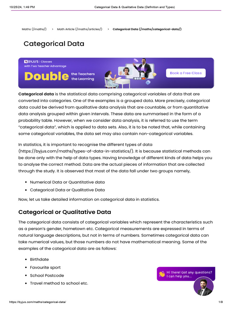 25 Oct Categorical Data & Qualitative Data (Definition and Types) | PDF ...