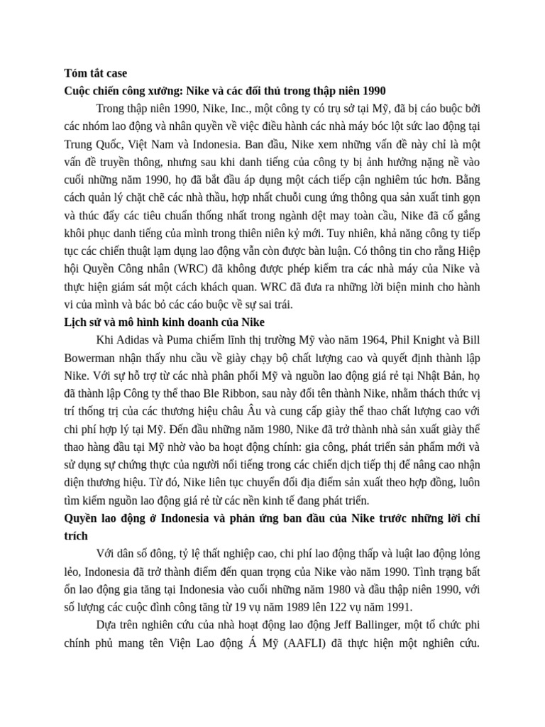 Case Nike - KDQT Châu Á | PDF