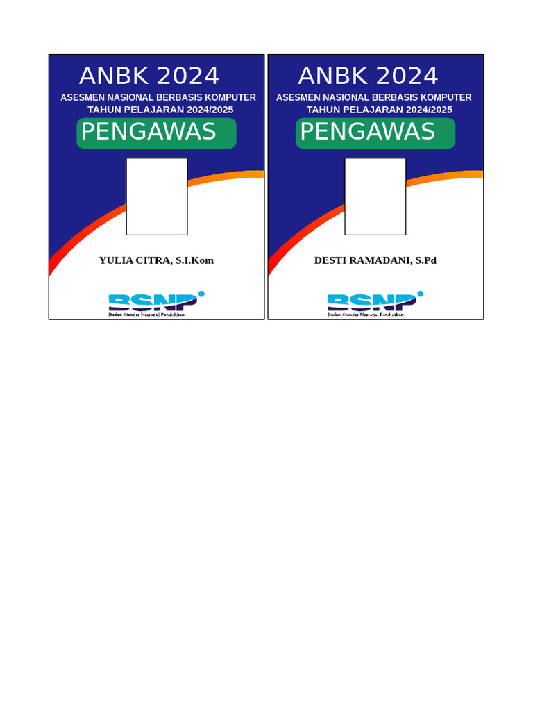 Id Card Pengawas Anbk | PDF