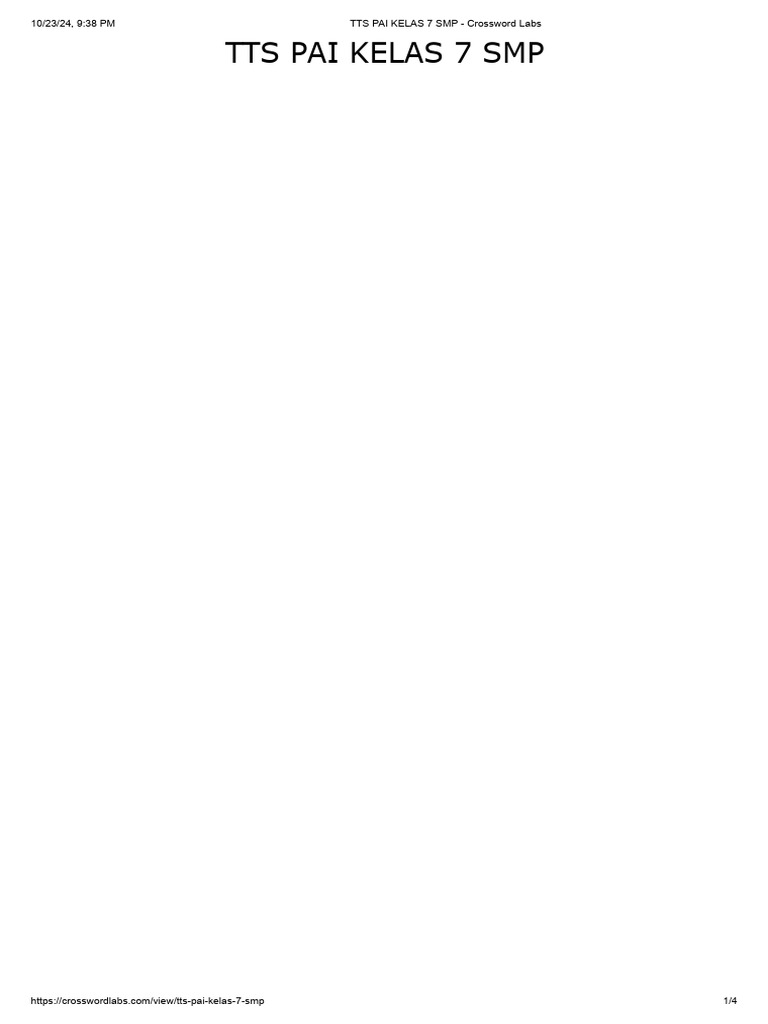 TTS PAI KELAS 7 SMP - Crossword Labs | PDF