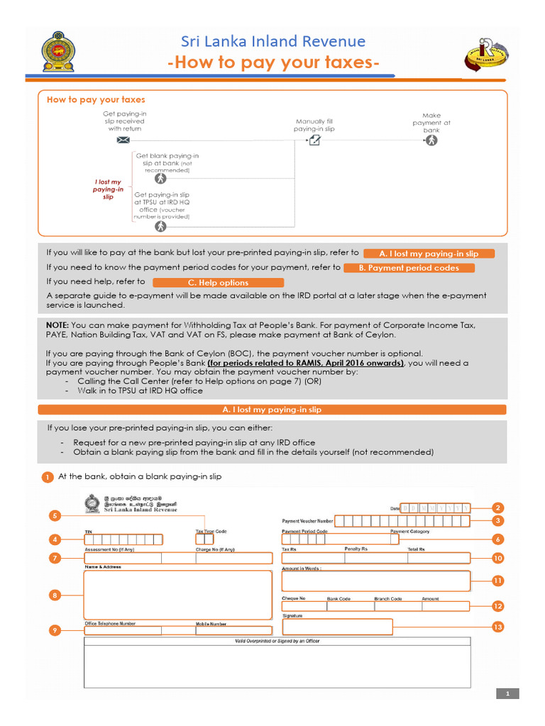 Sri Lanka Tax Payment Guide | PDF | Taxes | Government Finances