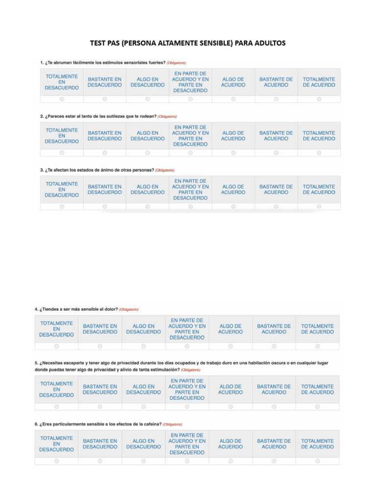 Test PAS para Adultos | PDF