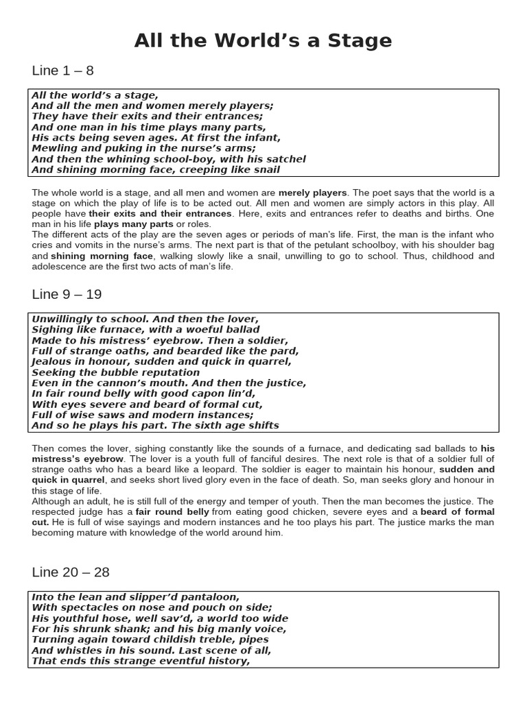 All The World Is A Stage | PDF | Poetry