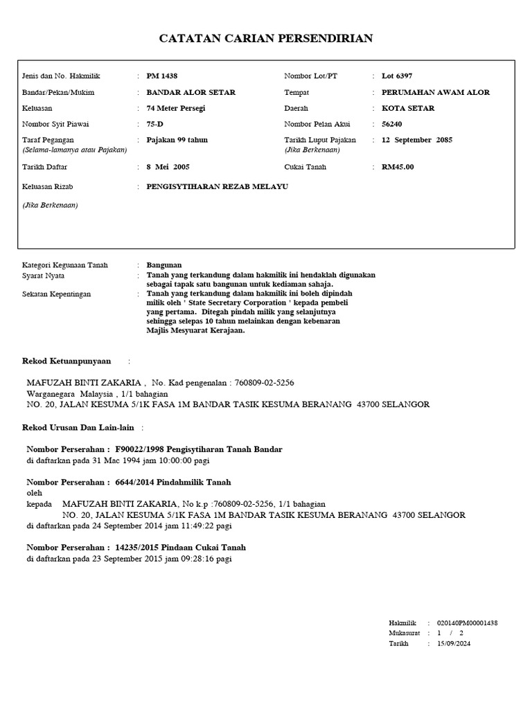CARIAN PERSENDIRIAN 3060.15 | PDF