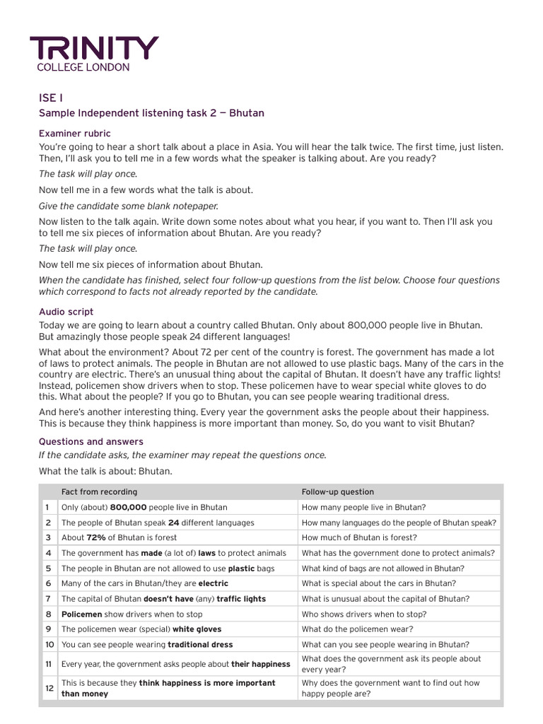 Bhutan - IsE I Task 2 Rubric and Answers | PDF | Bhutan Bhutan - IsE I Task 2 Rubric and Answers | PDF | Bhutan
