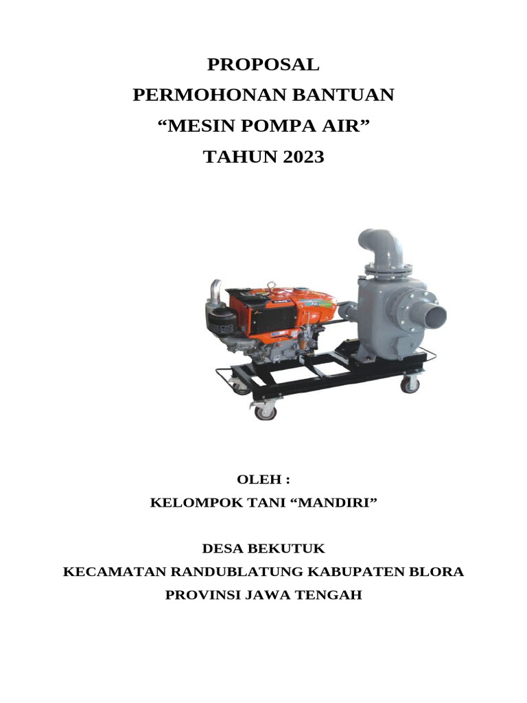 Proposal Mesin Pompa Sido Maju | PDF