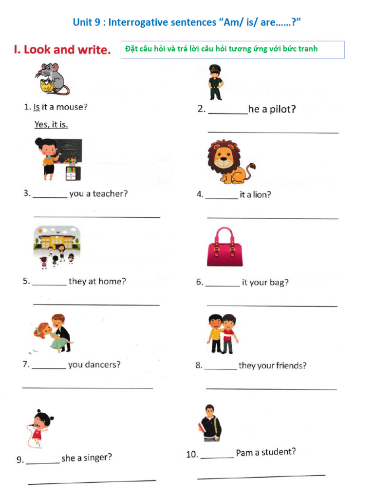 Unit 9 - Interrogative Sentences "Am: Is: Are ?" | PDF