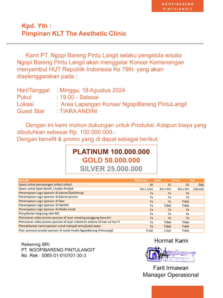 Proposal KLT The Aesthetic Clicic Tiara Andini | PDF