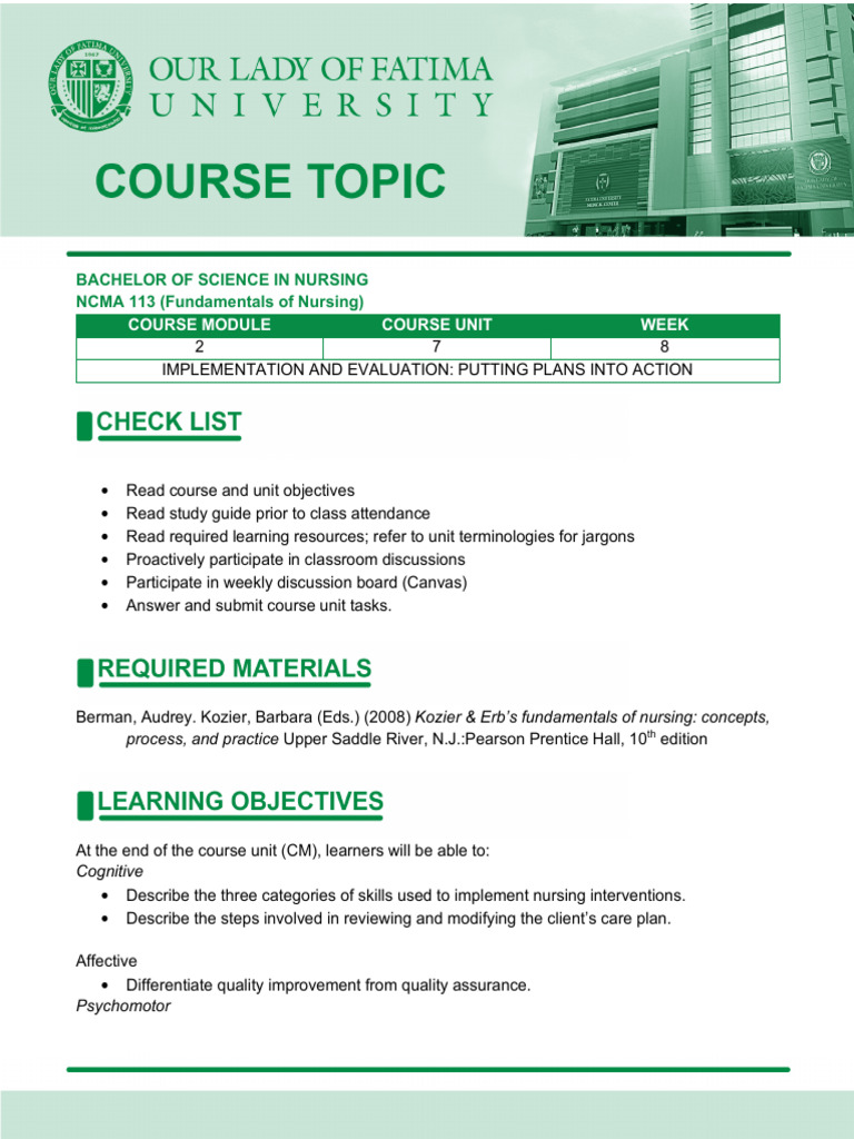 FU-M2-CU7 LEC Implementation and Evaluation - Putting Plans Into ...